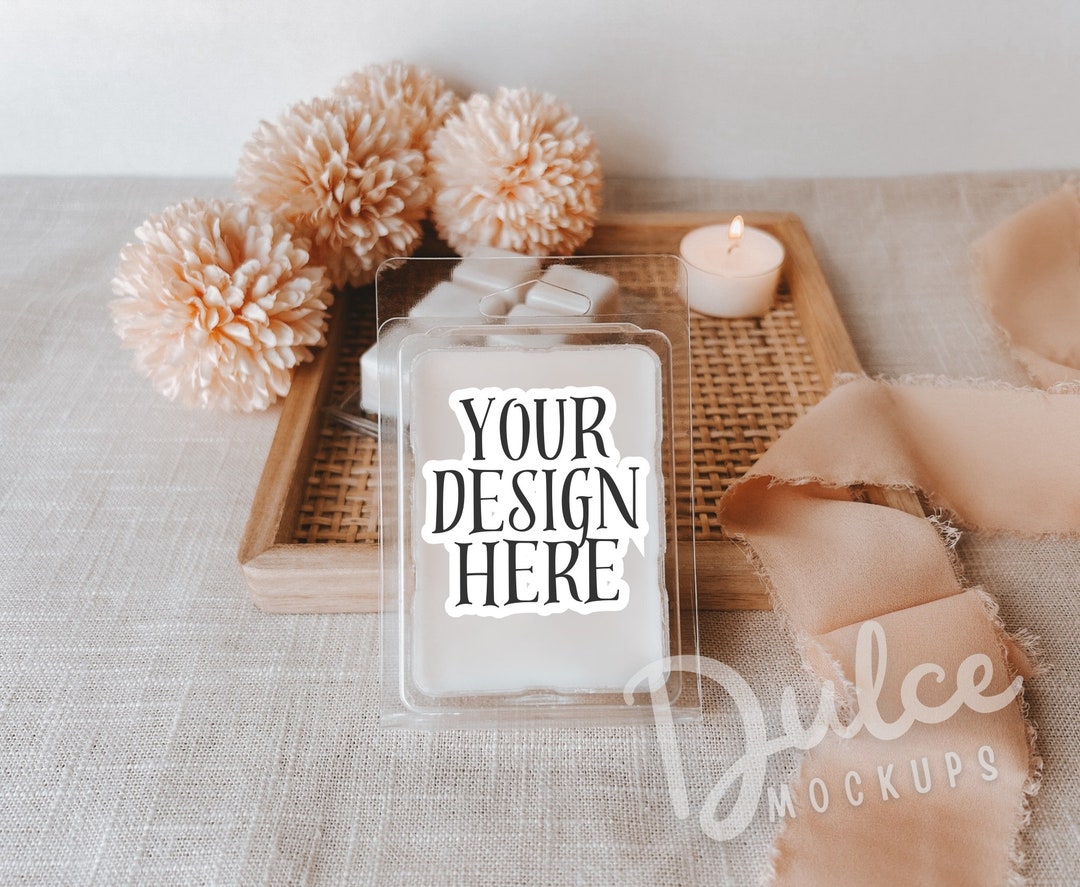 White Wax Melt Mockup Tart Mockup Clamshell Mockup Sticker Label Mockup ...