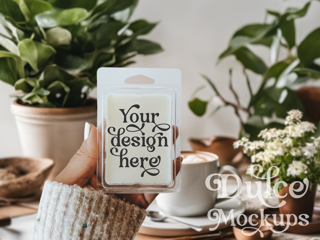 White Wax Melt Mockup White Tart Mockup Clamshell Mockup Cottagecore ...