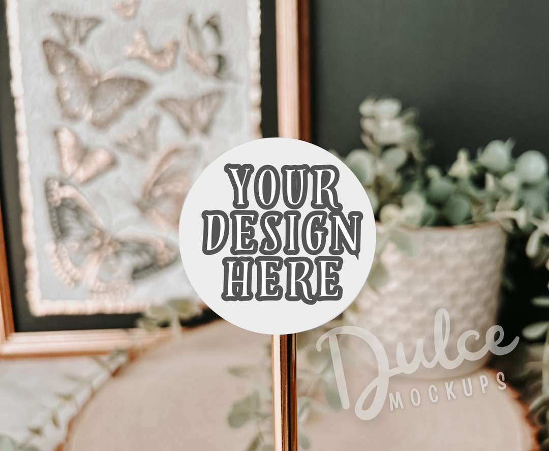 White Round Product Label Mockup Label Template DIY Editable Round ...