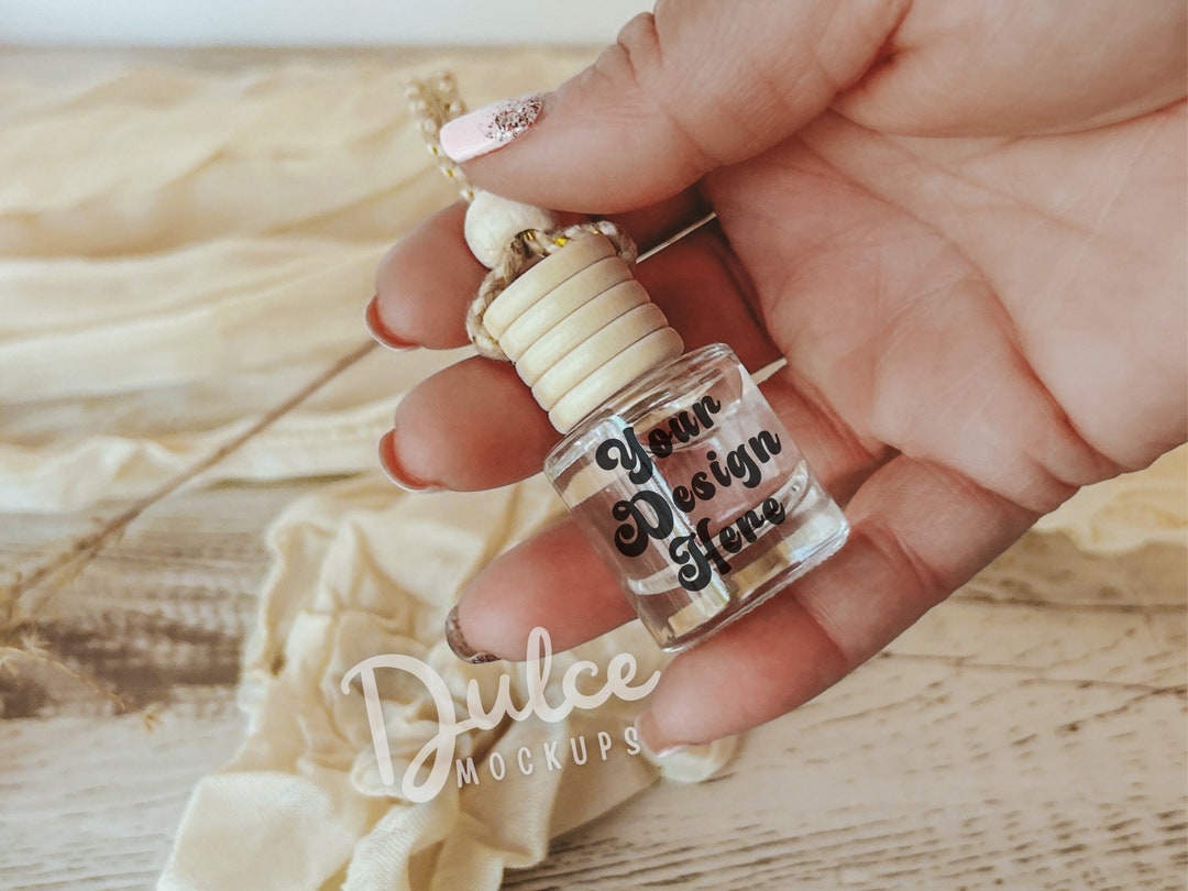 Round Car Diffuser Mockup Label Template Canva Mockup Car Air Freshener ...