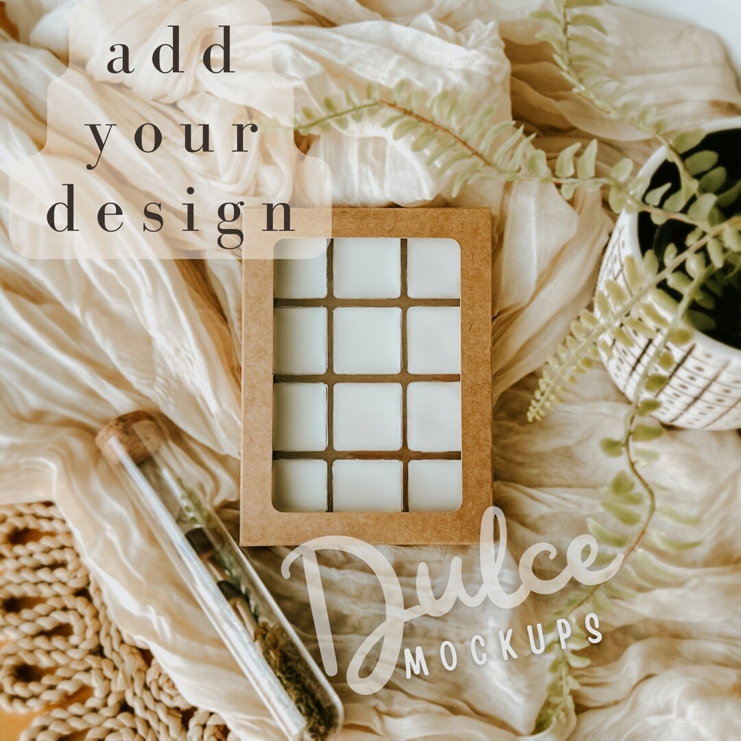 White Wax Melt Mockup Kraft Window Candy Box Wax Melts Mockup Coconut ...