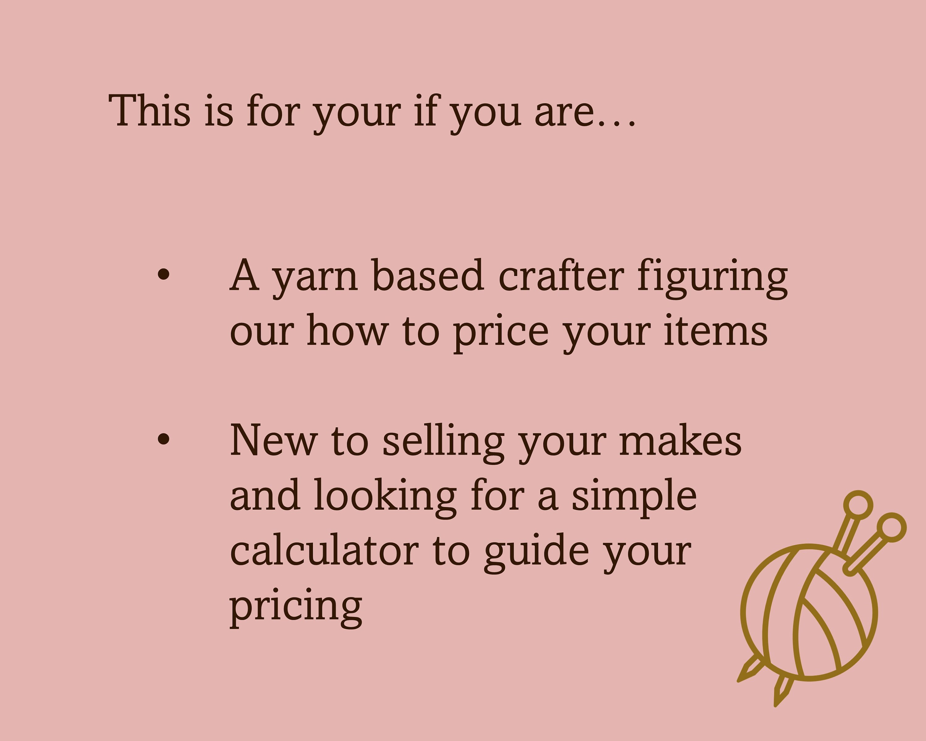 Crochet Spreadsheet Craft Pricing Calculator for Knitter and - Etsy