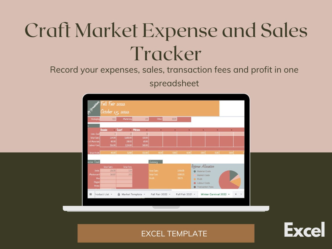 Craft Market Expense Sales and Profit Tracker Spreadsheet - Etsy