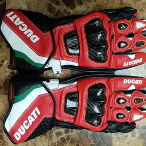 Ducati Corse C3 Motorcycle Motogp Motorbike Racing Leather Gloves Red ...