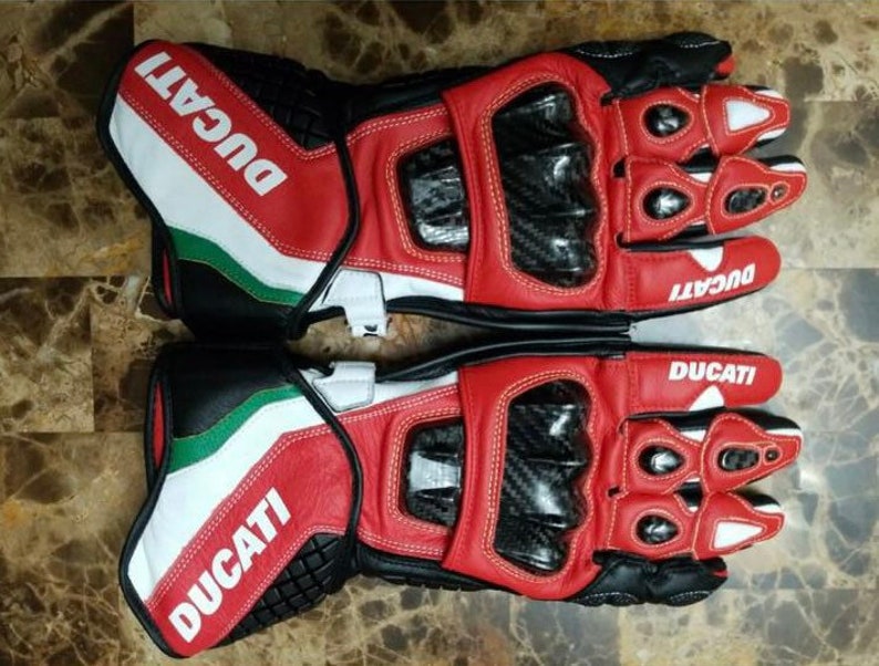 Ducati Corse C3 Motorcycle Motogp Motorbike Racing Leather Gloves Red ...