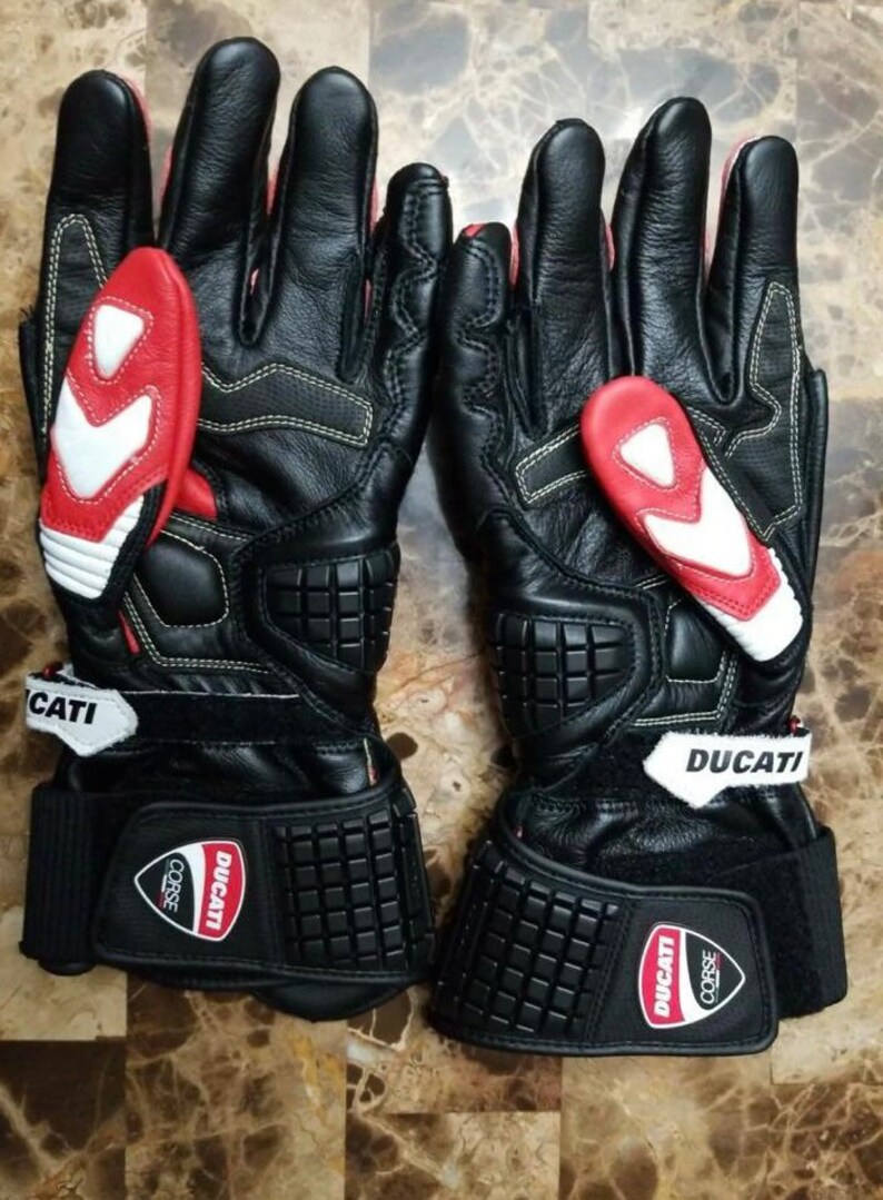 Ducati Corse C3 Motorcycle Motogp Motorbike Racing Leather Gloves Red ...