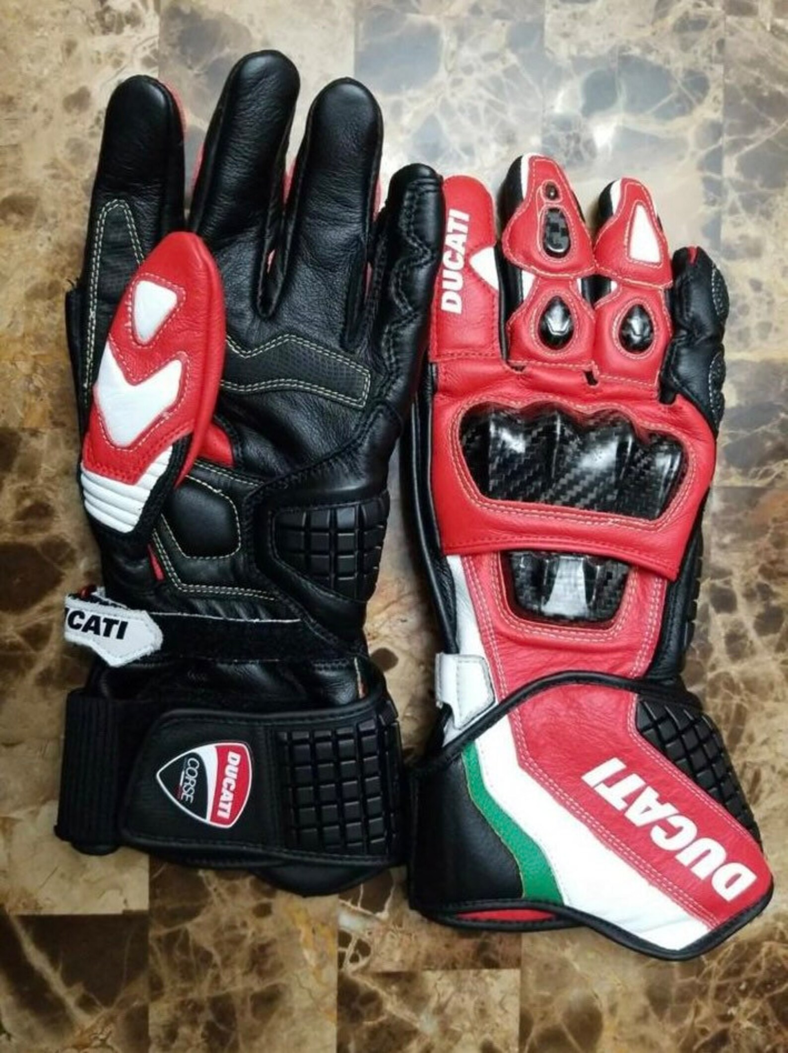 Ducati Corse C3 Motorcycle Motogp Motorbike Racing Leather Gloves Red ...