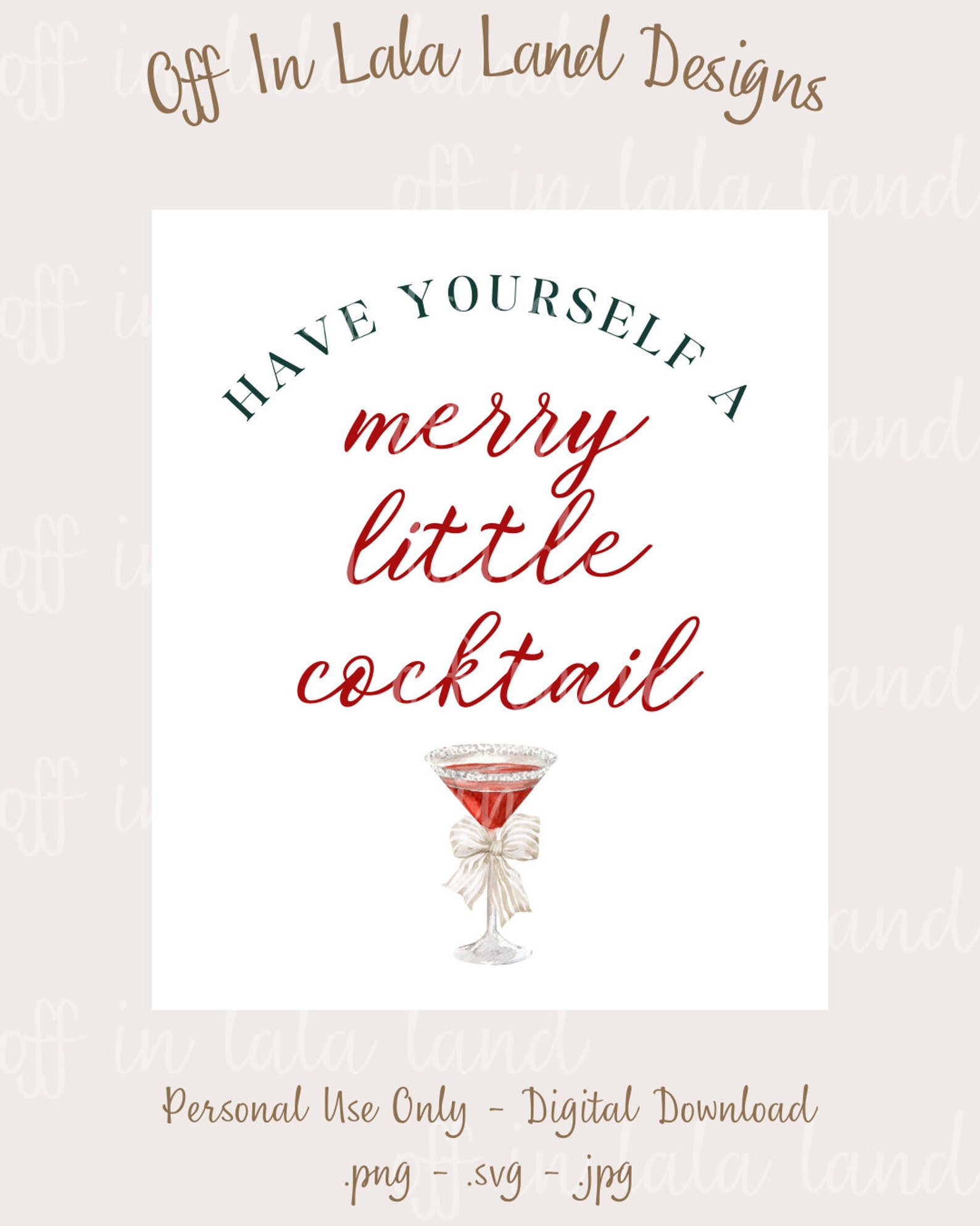 Holiday Party Cocktail Printable Sign- Christmas Party Cocktail Bar ...