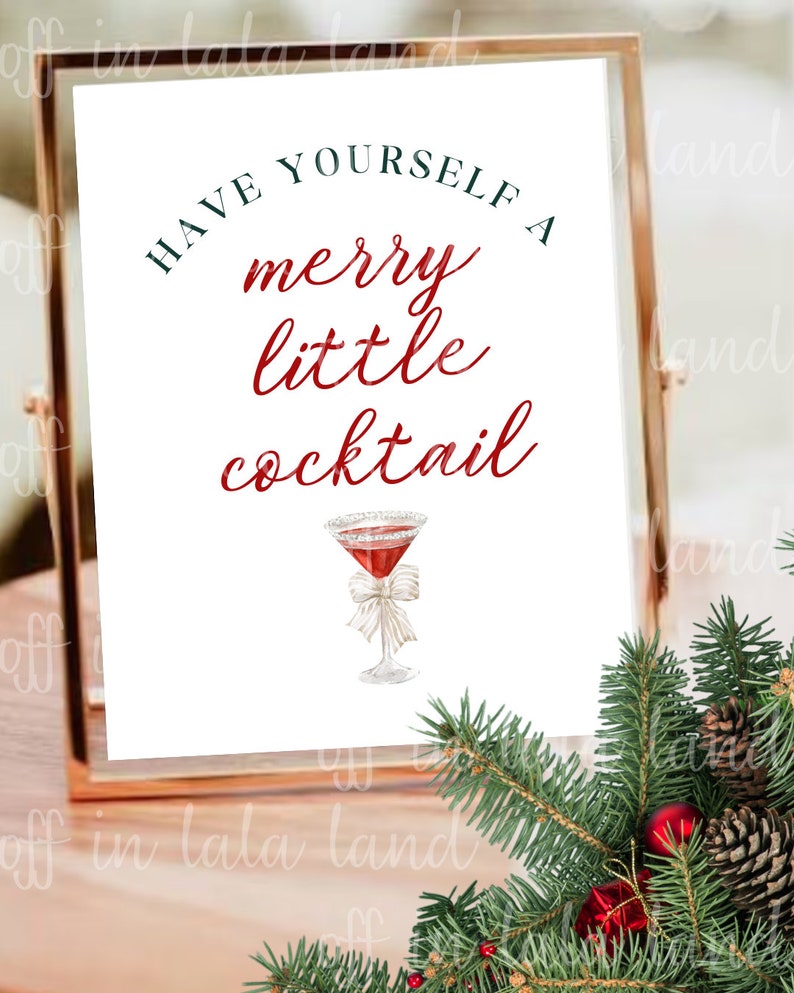 Holiday Party Cocktail Printable Sign- Christmas Party Cocktail Bar ...
