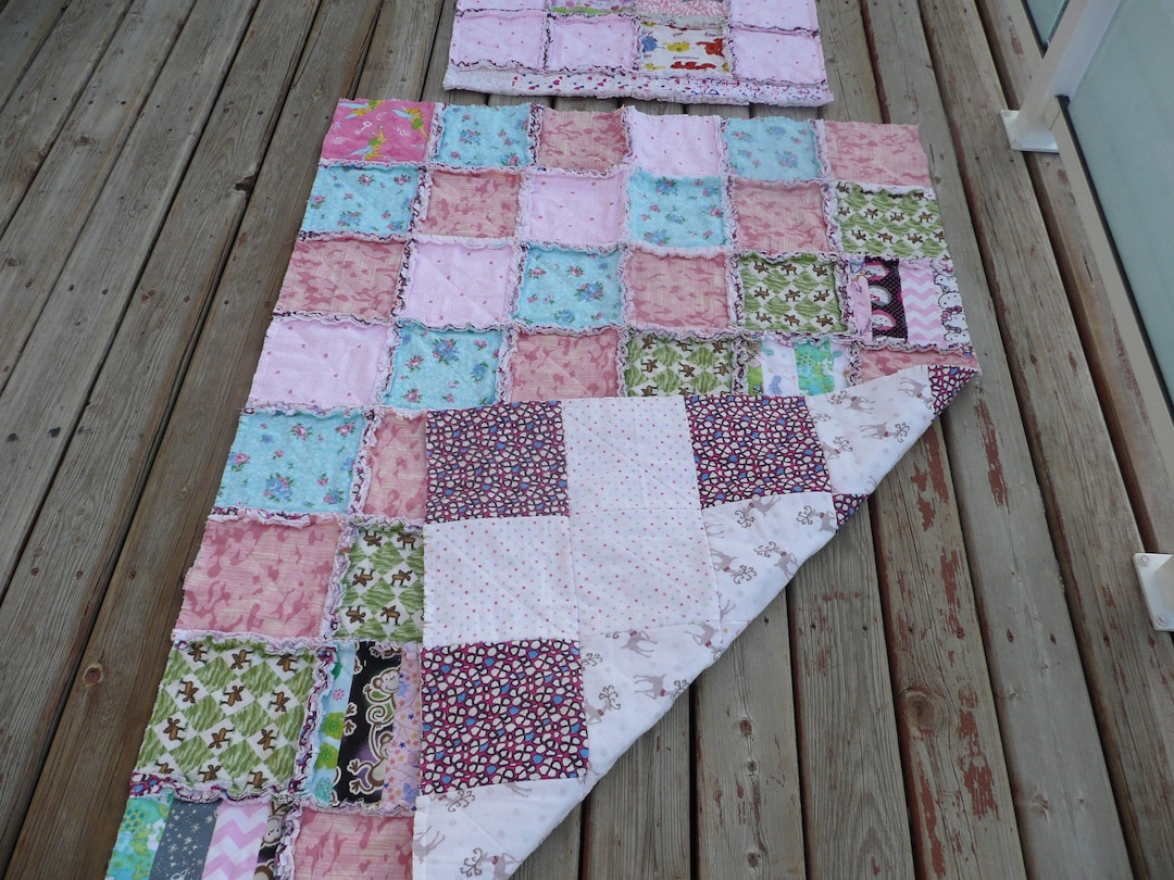 Handmade Rag Quilt With Pillow Case Single Bed Bedding Comforter Throw ...