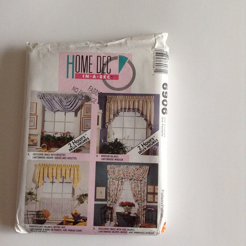 Vintage Easy to Sew Patterns Window Valance Crossover Swags Shades Home ...