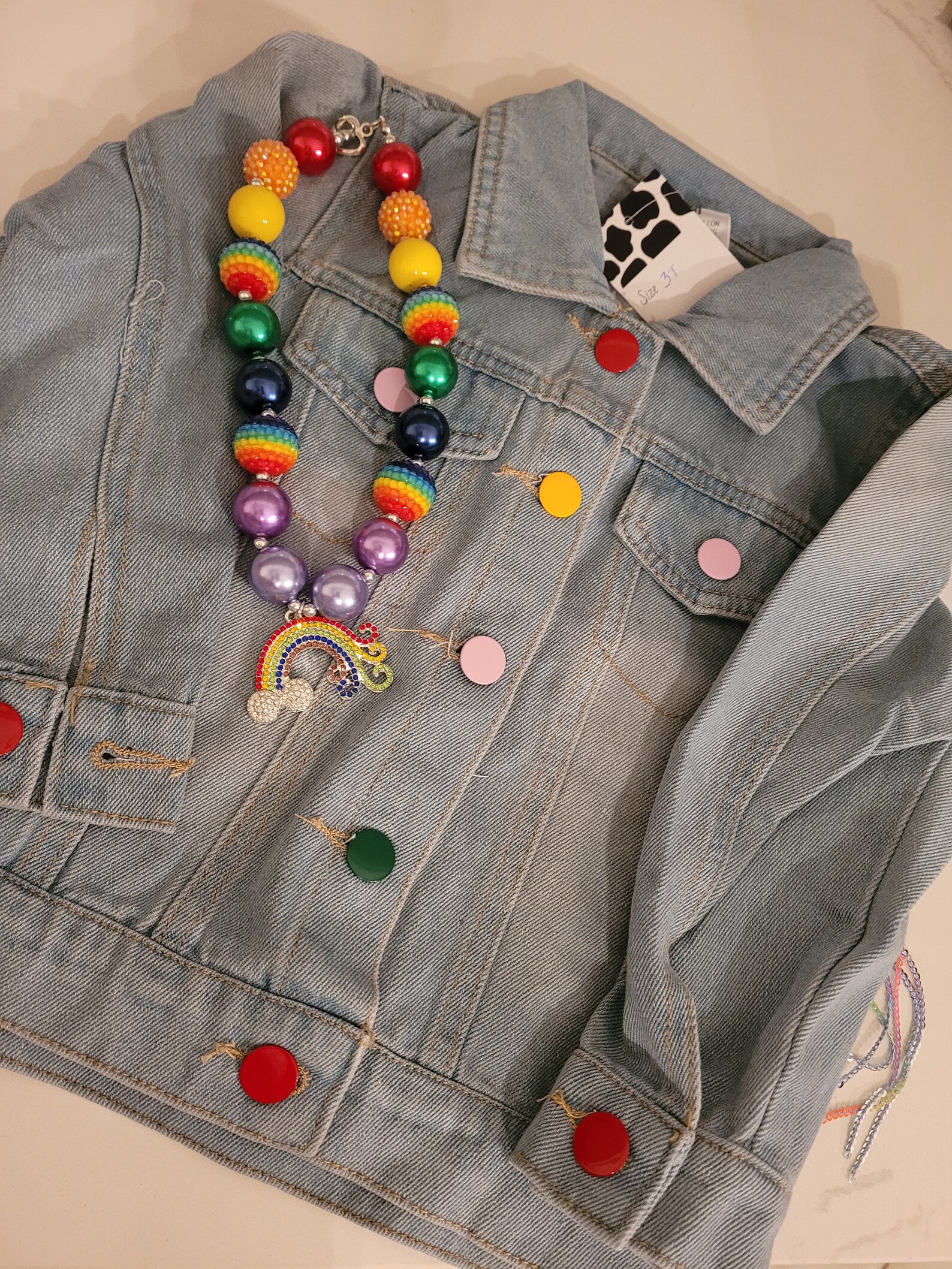 RAINBOW DENIM JACKET - Etsy