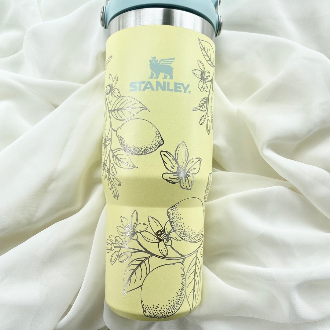 Stanley Cup Engraved 30oz Iceflow Lemon Blossoms Floral Wrapped Stanley ...