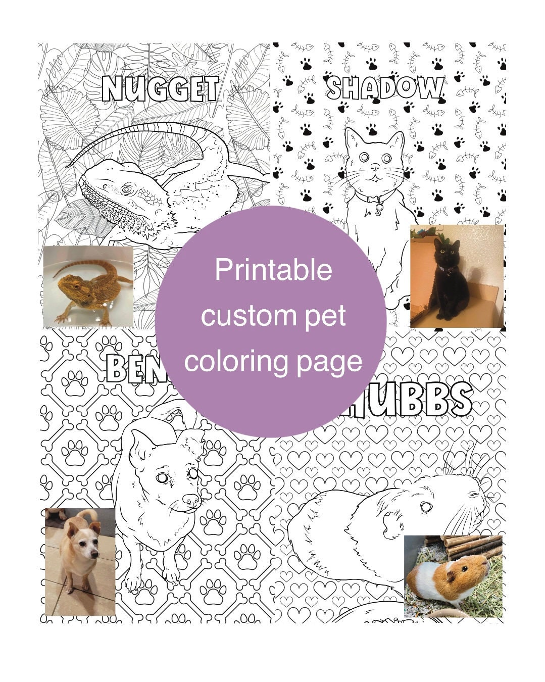 Custom Pet Coloring Page - Custom Pet Portraits - Coloring Page ...