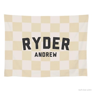 Checkered Custom Name Banner, Personalized Banner Flag, Wall Art ...