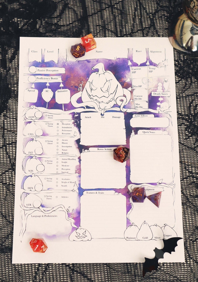 Jack-o-lantern Halloween Character Sheet D&D 5e - Etsy