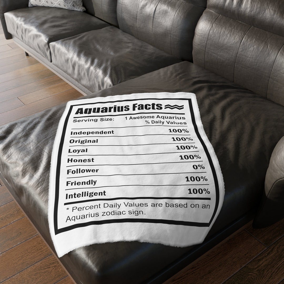 Aquarius Zodiac Sign Nutritional Facts Velveteen Minky Blanket two ...