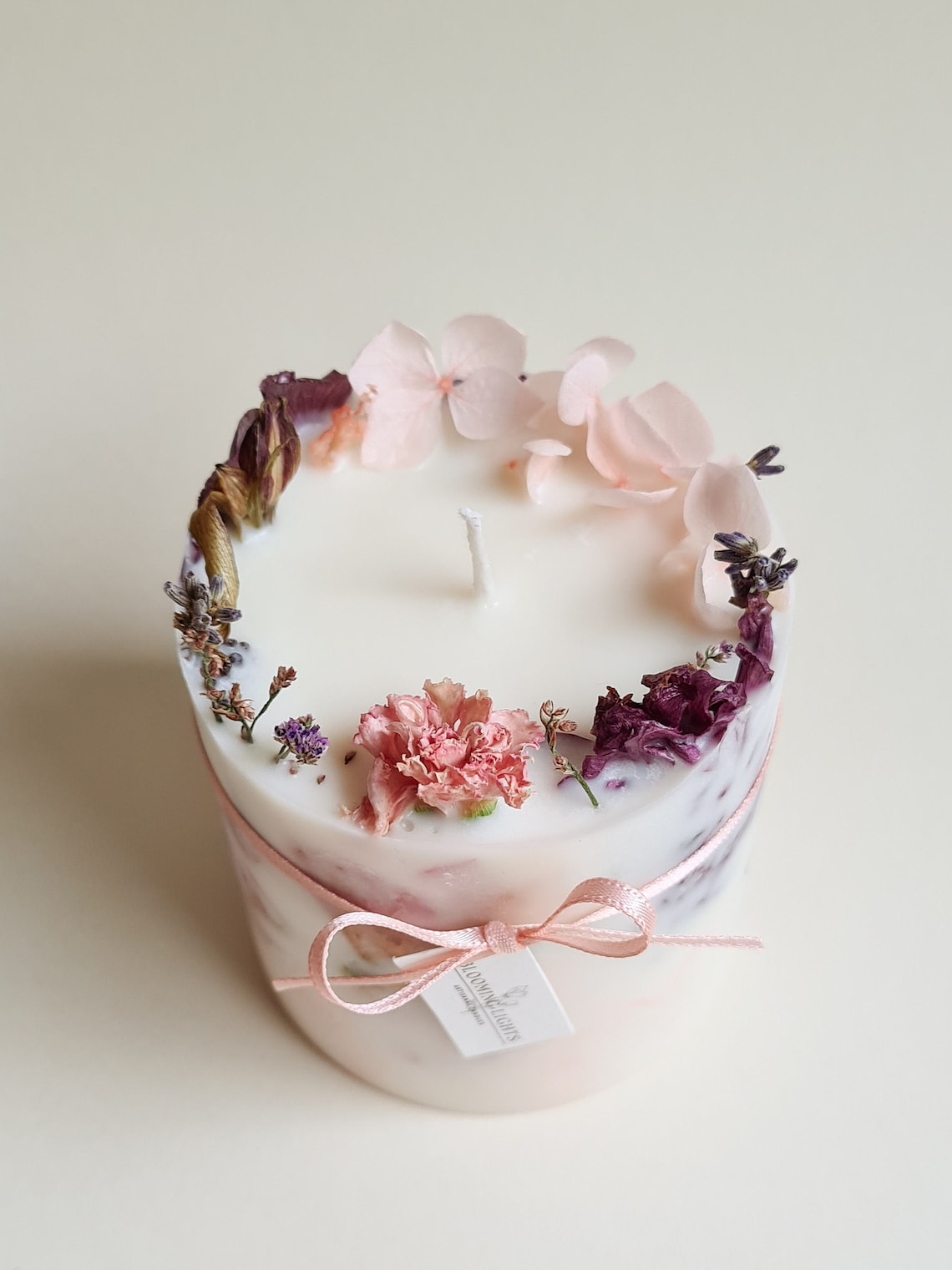 Floral Violet Candle | Scented | Soy Wax | Dried Flower Candle ...