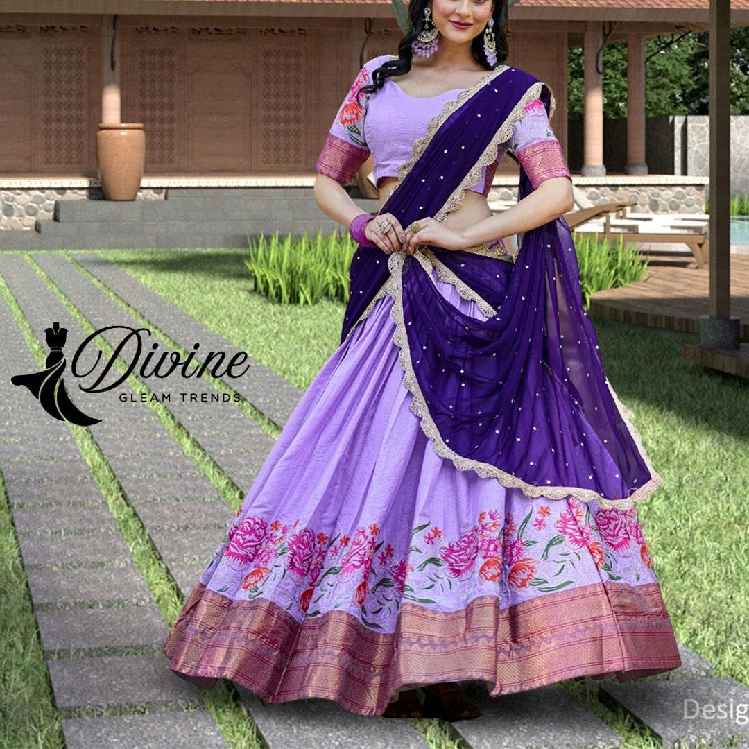 Wedding Lehenga Choli Langa Voni With Dupatta Teen Lehenga Cotton Silk ...