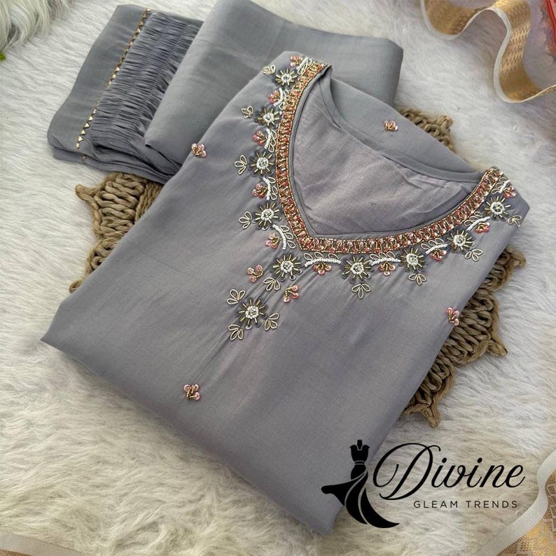 Pakistani Roman Silk Shalwar Kameez Set :party Wear Indian Dresses for ...
