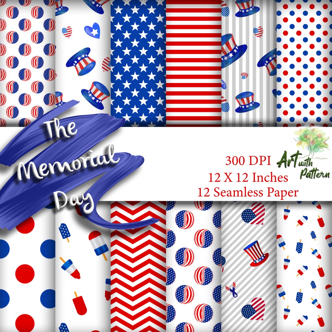 Memorial Day Digital Paper Set Instant Download Mickey Clipart - Etsy