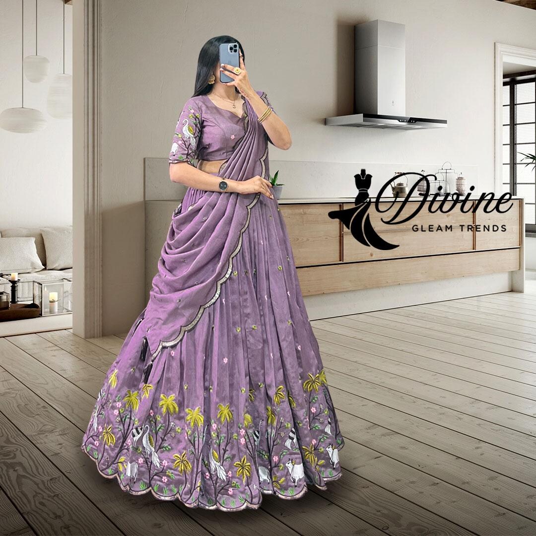Lavender Color Sequence Embroidery Work Designer Lehenga Choli for Any ...