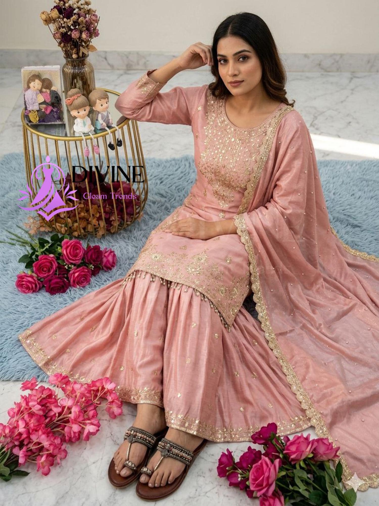 Sky Blue Pakistani Sharara Suit: Embroidered 3 Piece Wedding Gharara - Etsy