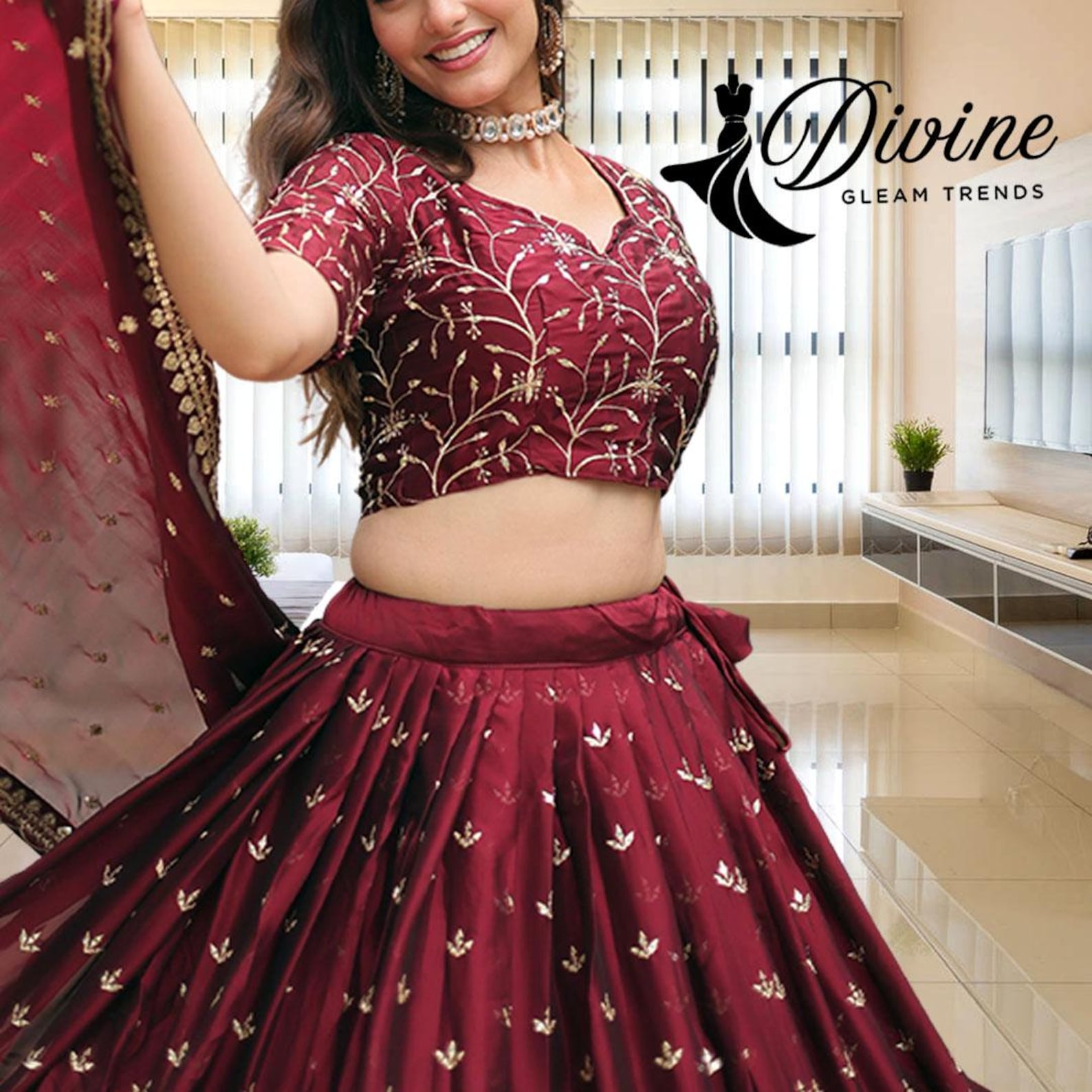 Maroon Color Sequence Embroidery Work Designer Lehenga Choli for Any ...