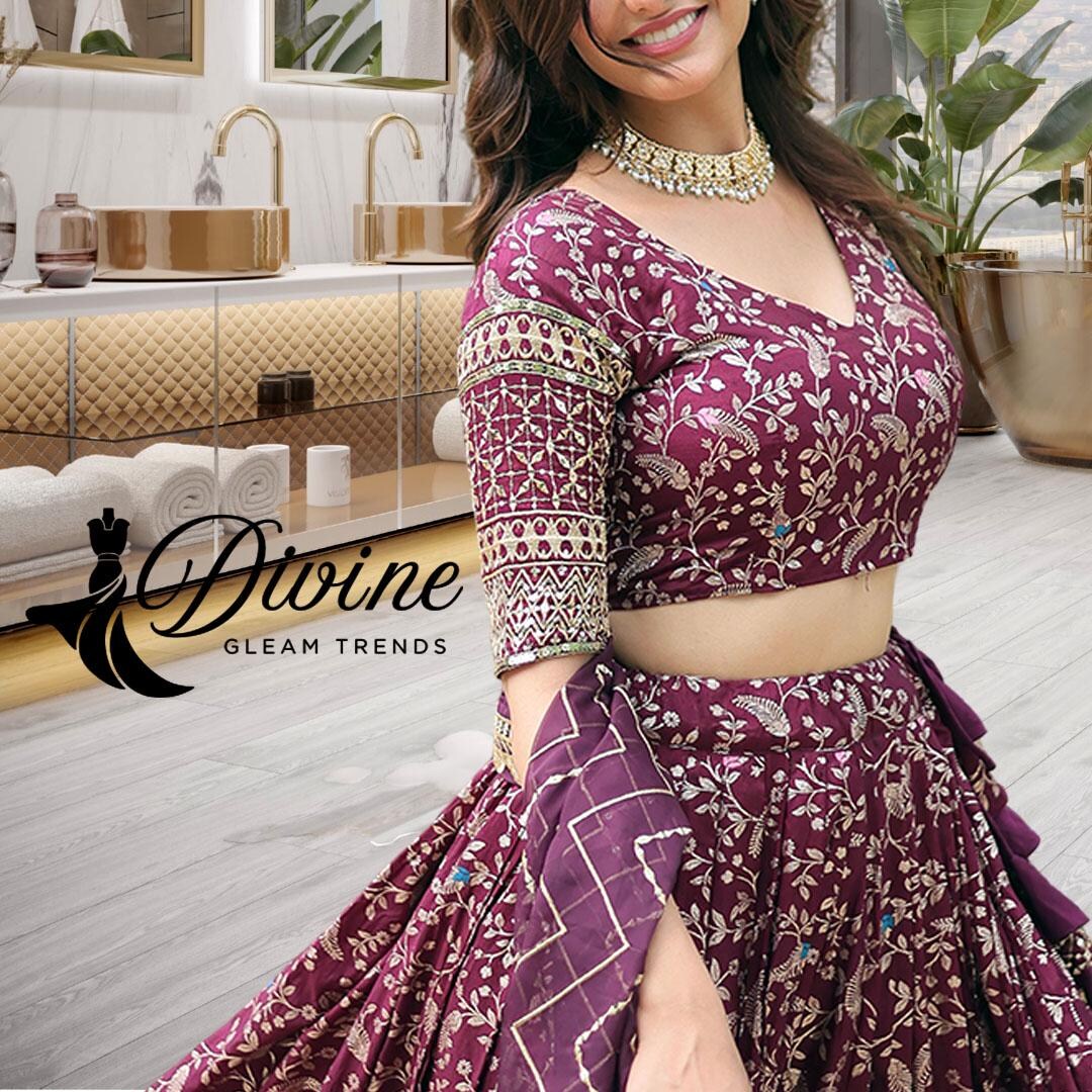 Maroon Color Sequence Embroidery Work Designer Lehenga Choli for Any ...