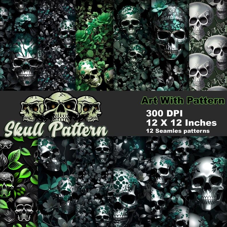 Skull Seamless Digital Paper for Scrapbooking Skull Art Prints ...