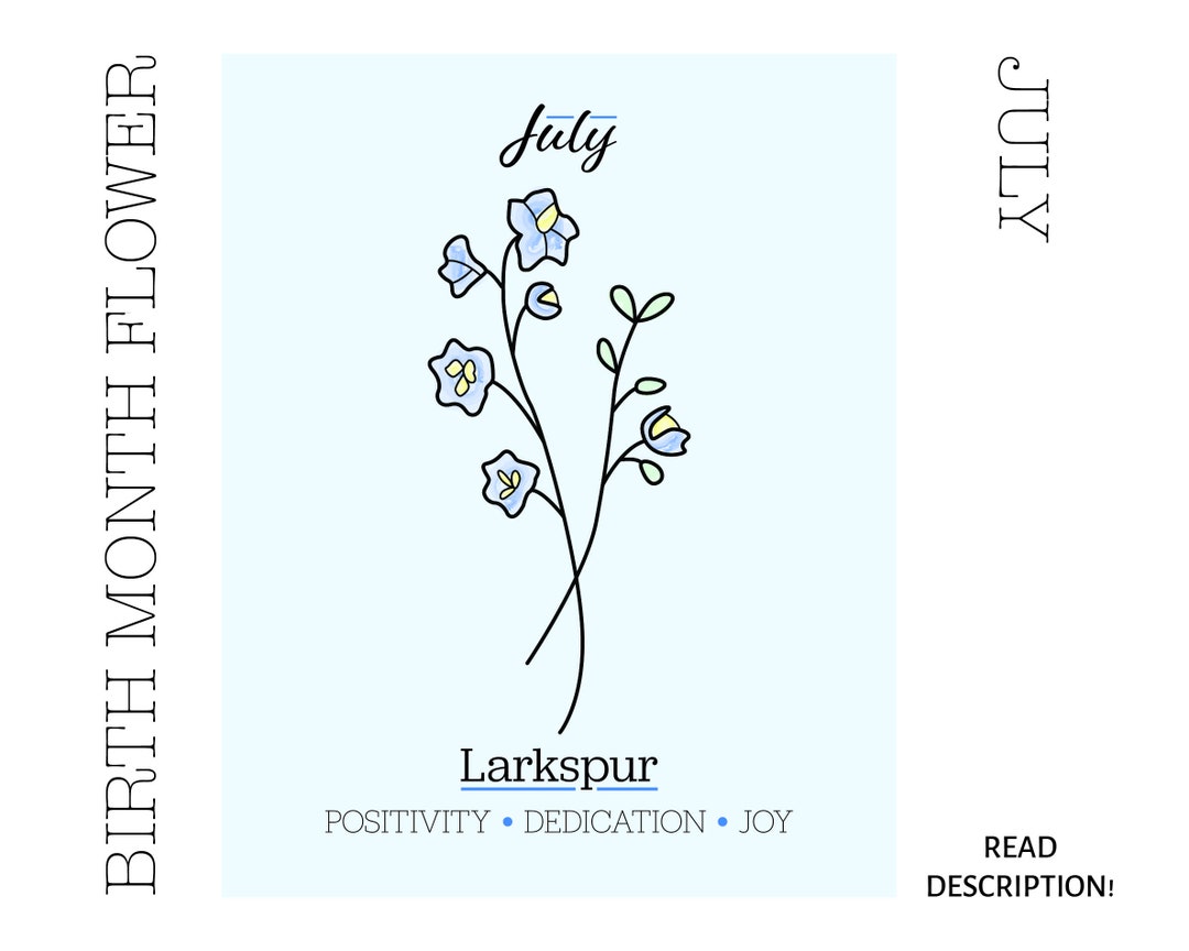 July Birth Month Watercolor Flower Digital Art Printable - Etsy