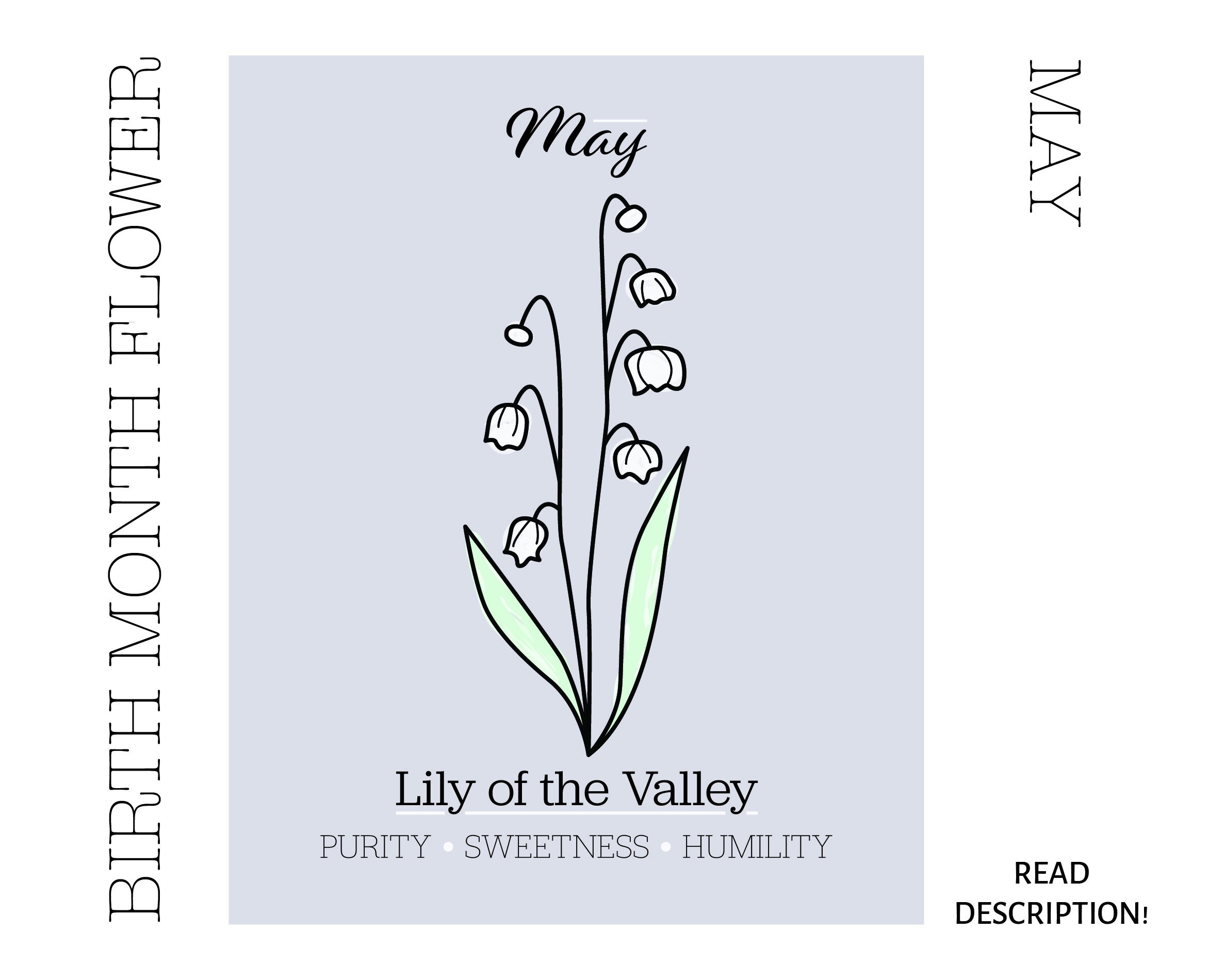 May Birth Month Watercolor Flower Digital Art Printable - Etsy