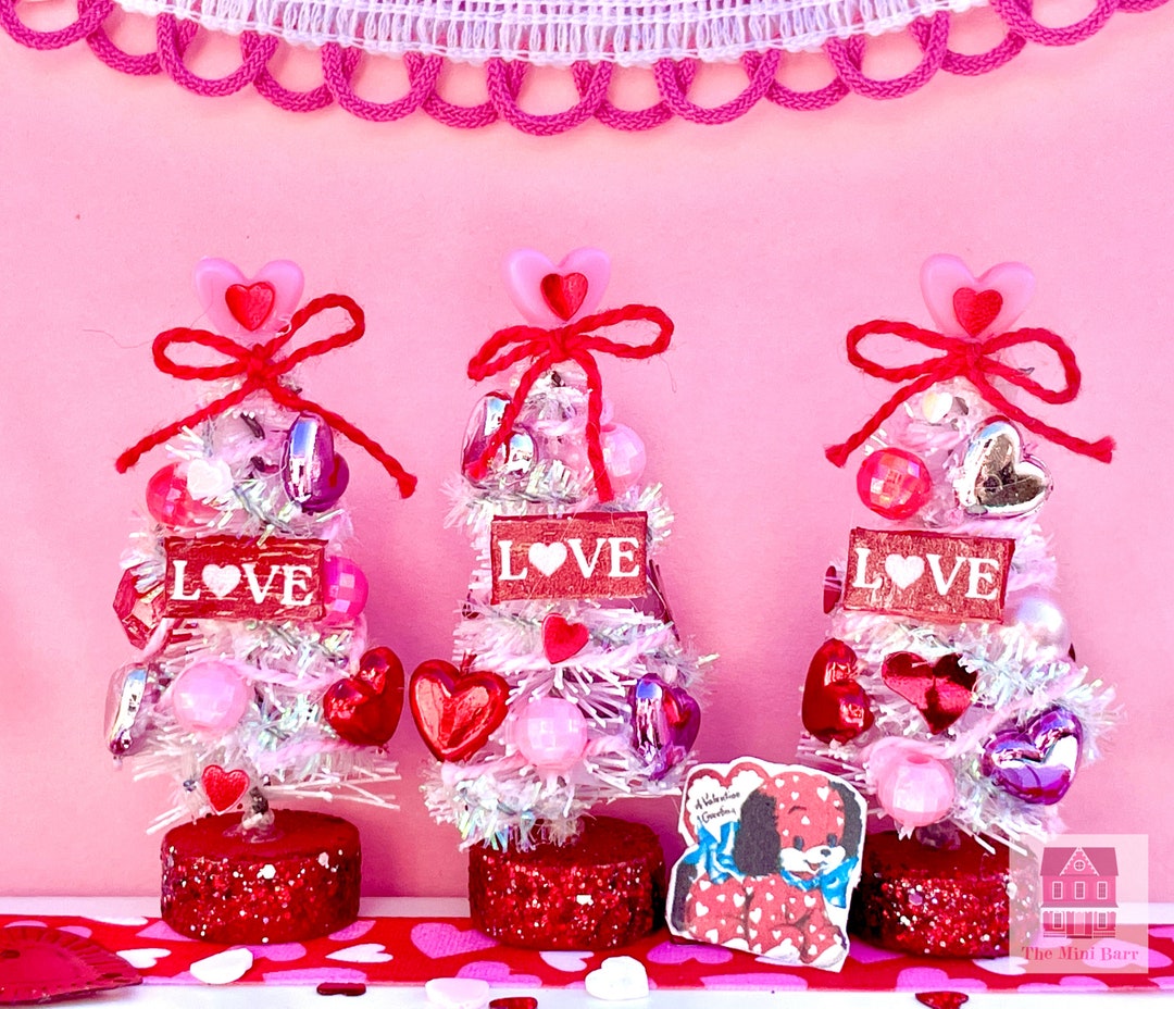 Dollhouse Miniature Valentines Day Mini Tree Dollhouse Valentines Day