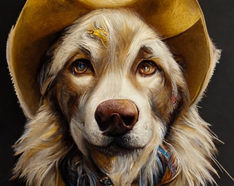 Cowboy Dog Wall Art - Etsy