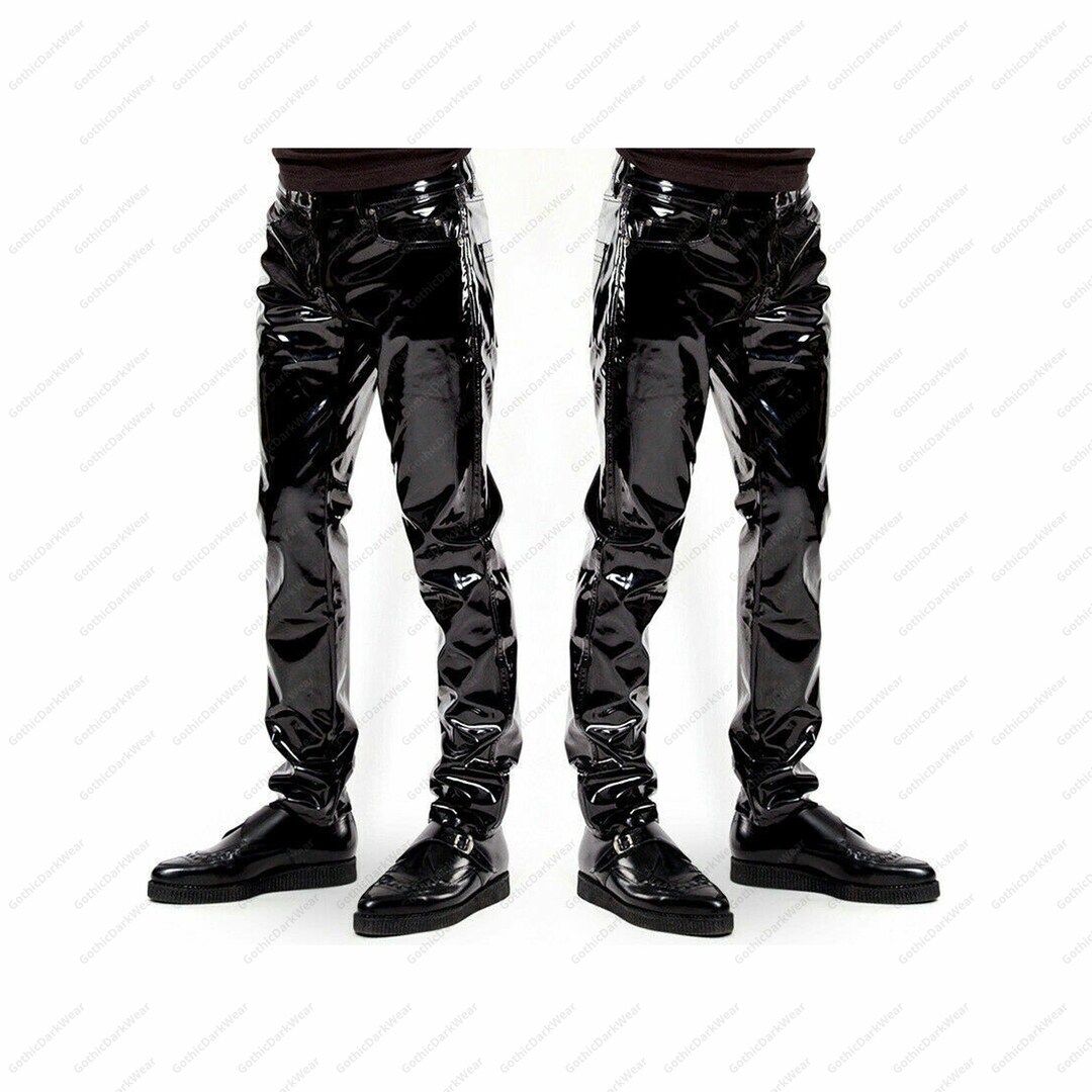 Men Gothic PVC Pants Long Shiny Club Wear Hip Hop Punk EMO Gothic ...