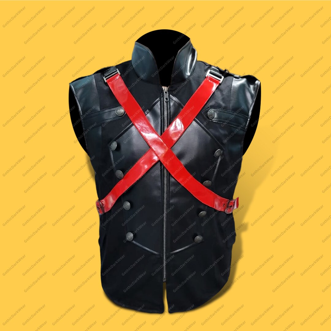 Men Gothic Vest Military Waistcoat Army Vest Gothic Steampunk Vest Red ...