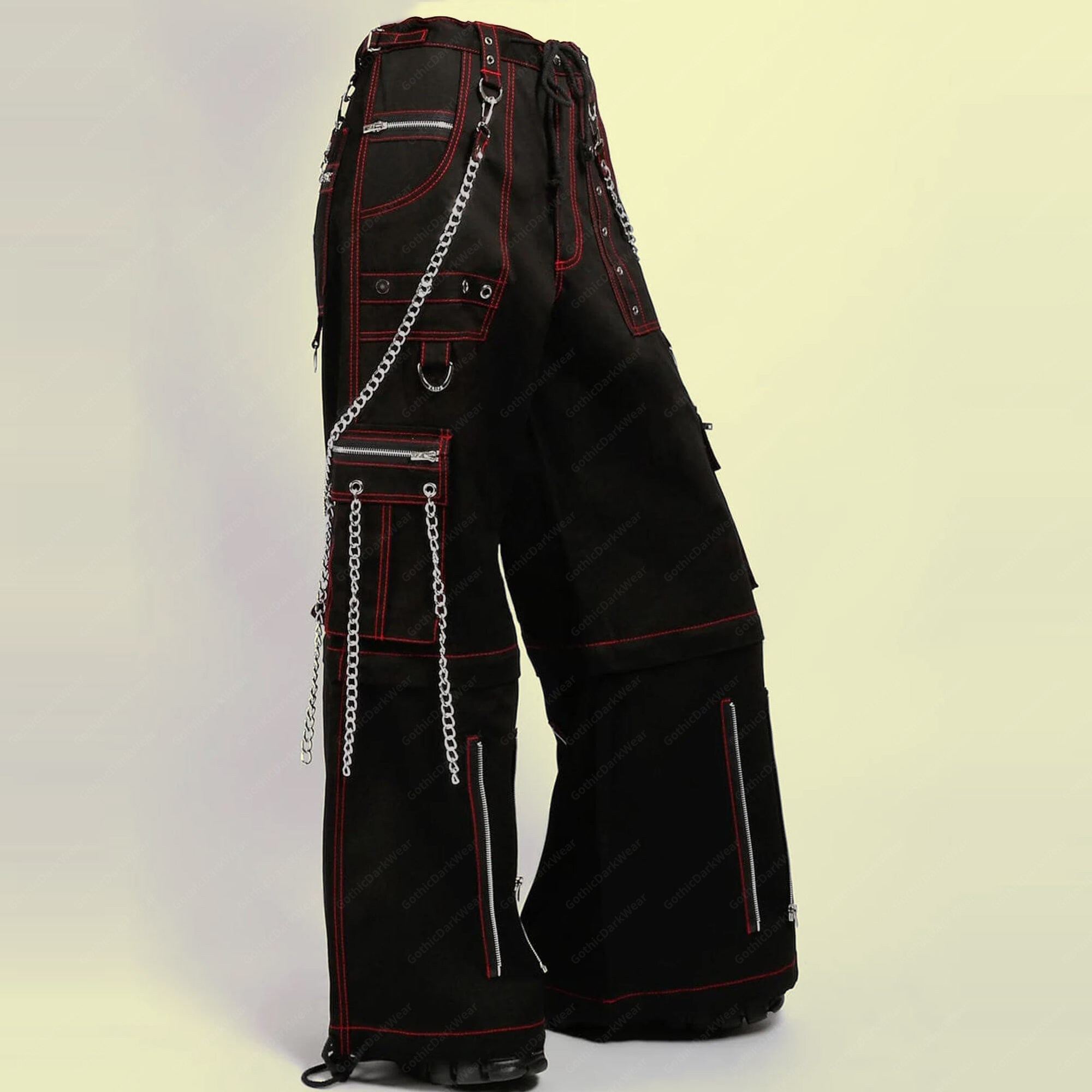 Men and Women Gothic Chain Bandage Pant Wide Leg Pants Women Oversize ...