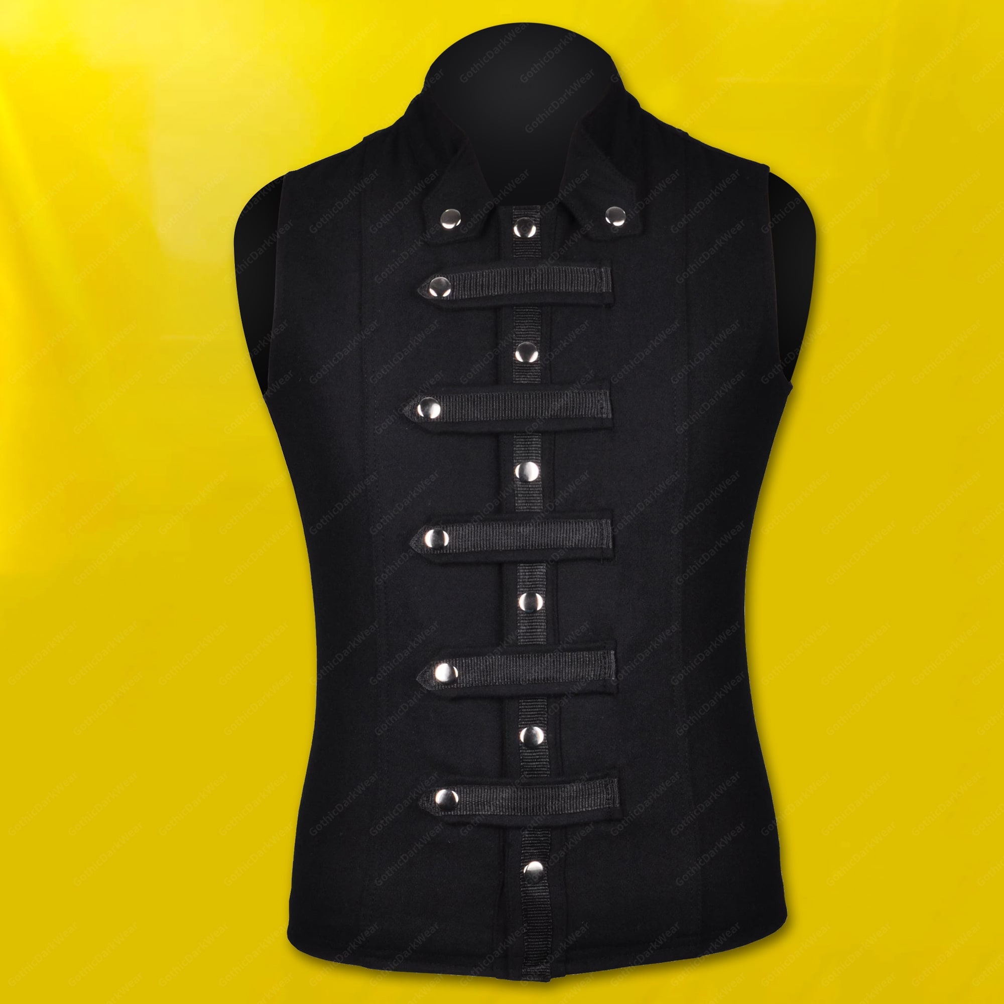 Handmade Men Gothic Military Vest Men's Steampunk Waistcoat Vest Black ...