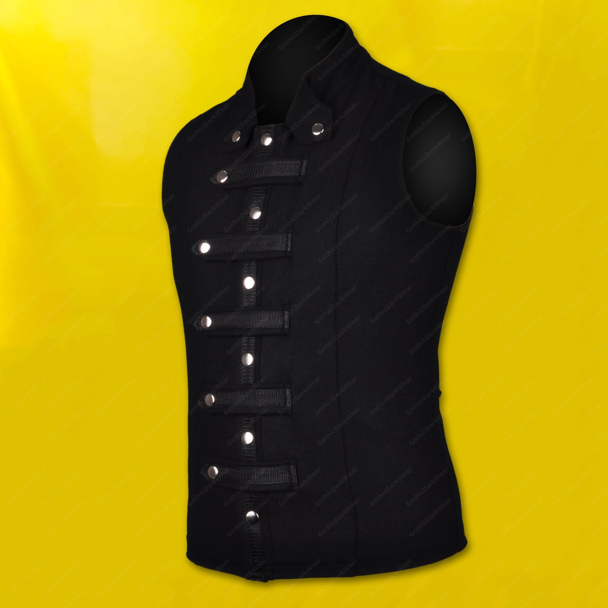 Handmade Men Gothic Military Vest Men's Steampunk Waistcoat Vest Black ...