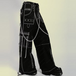 Men and Women Gothic Chain Bandage Pant Wide Leg Pants Women Oversize ...
