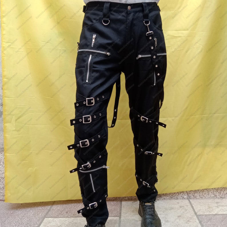 Handmade Men Gothic Pant Bondage Buckles Chains Straps Pant - Etsy