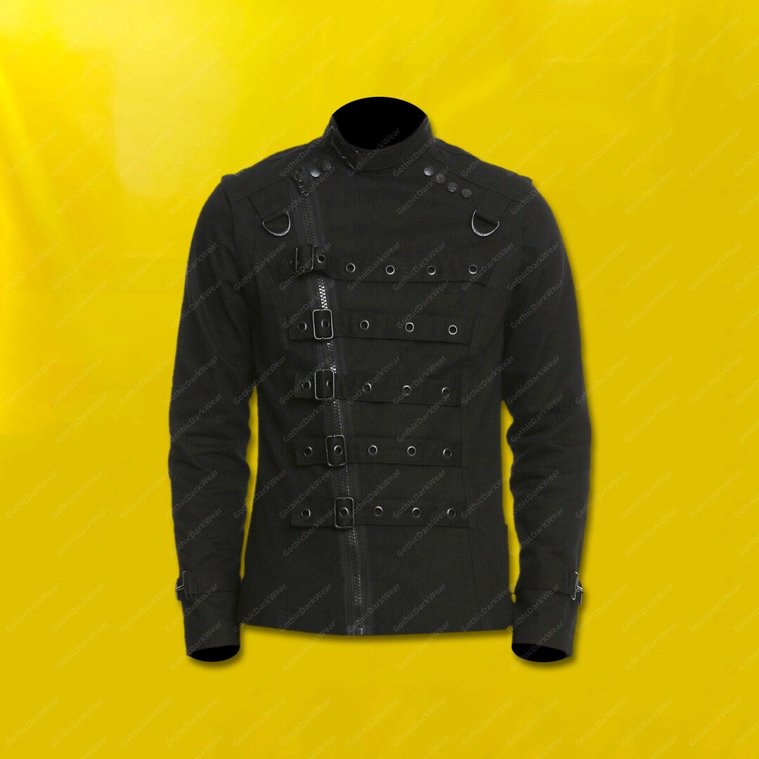 Goth Punk EMO Jacket Black Psycho Band Bondo Jacket Halloween Costume ...
