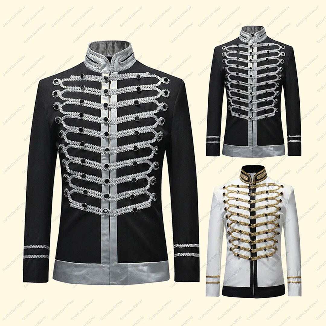 Men's Hussar Jacket Outwear Tunic Uniform Steampunk Streetwear Drummer ...