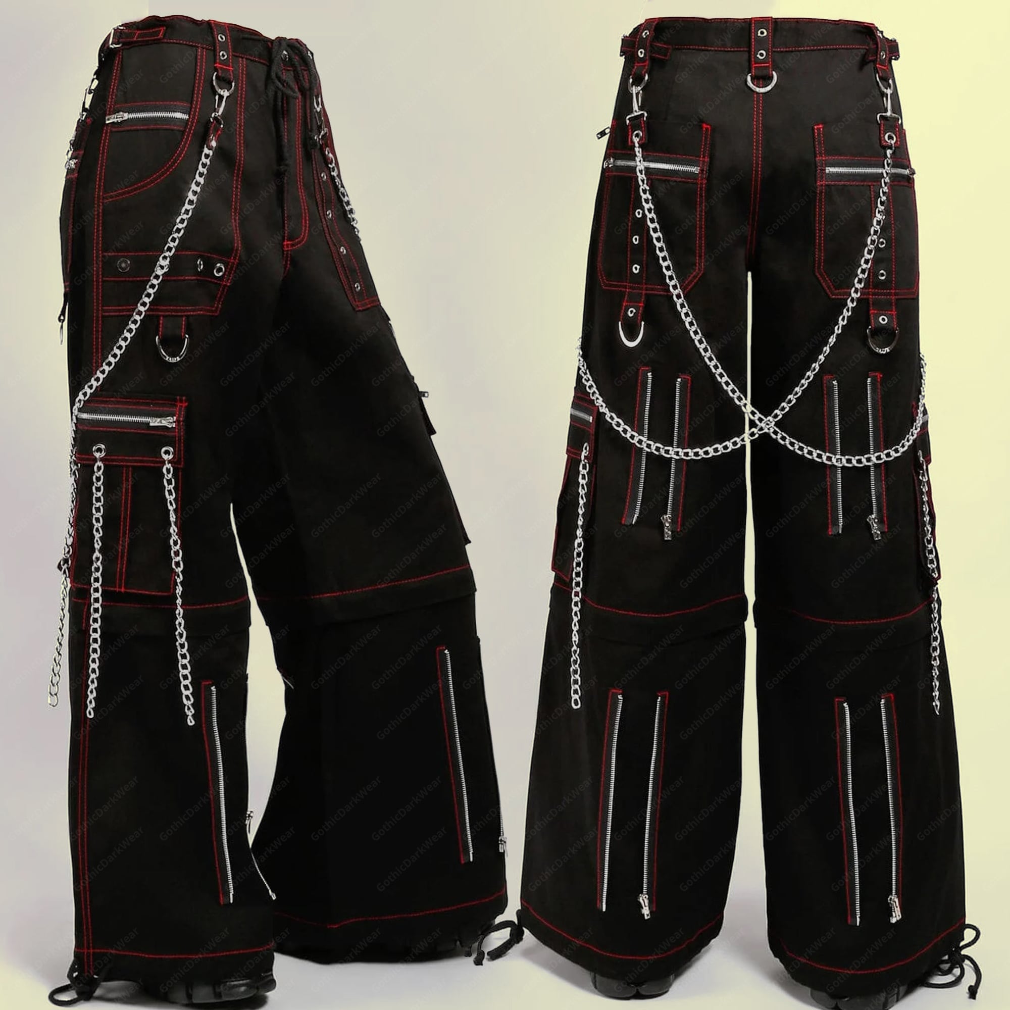 Men and Women Gothic Chain Bandage Pant Wide Leg Pants Women Oversize ...