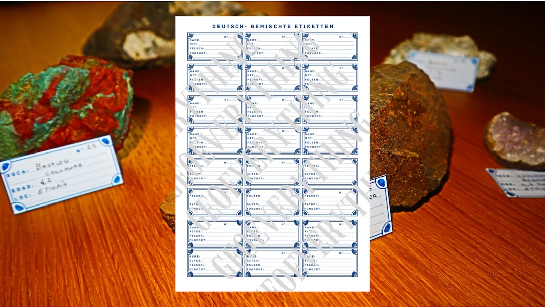 Download Labels for Minerals, Crystals, Fels, Fossils - 6 X 3 Cm ...