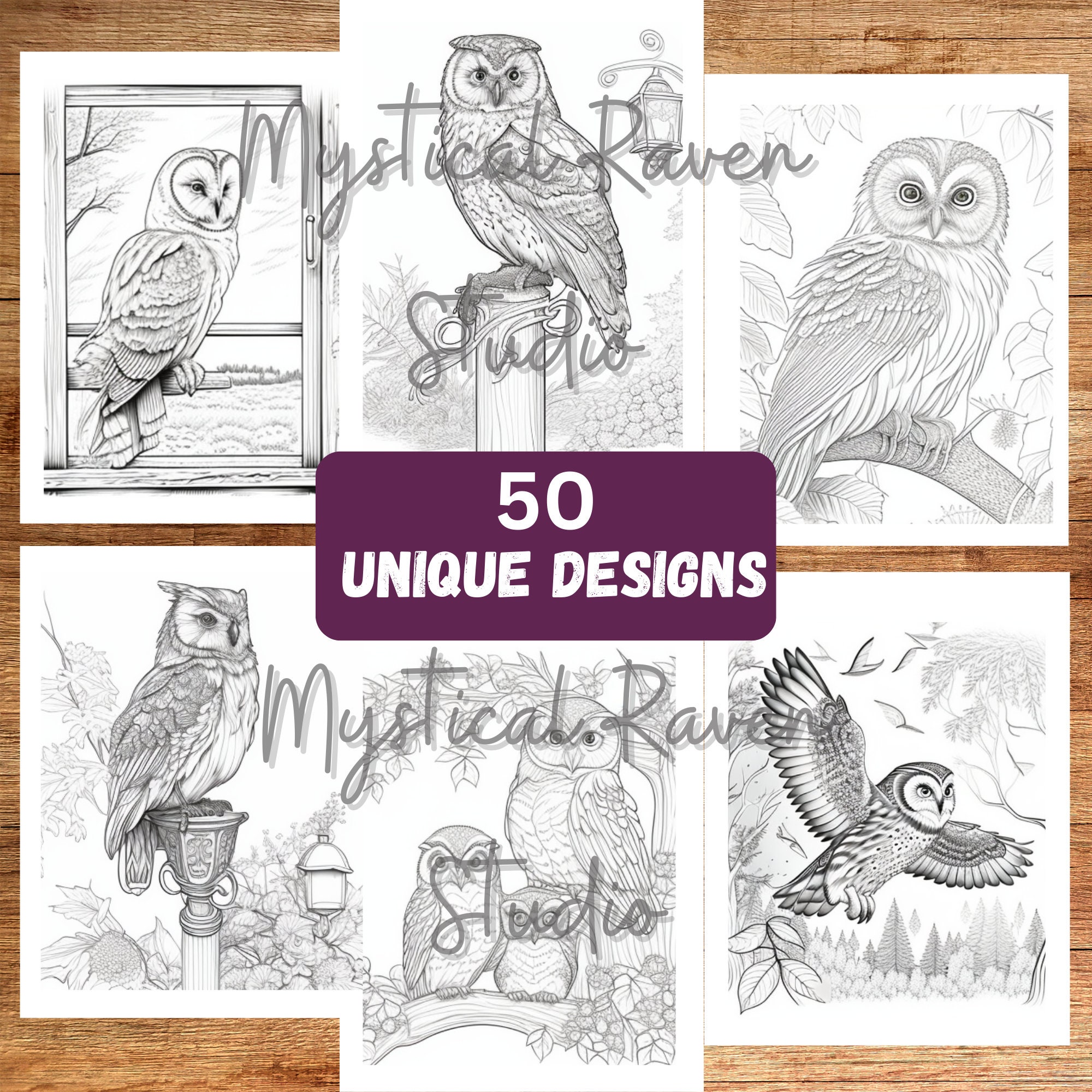 50 Unique Owl Coloring Pages Adults Kids Download - Etsy