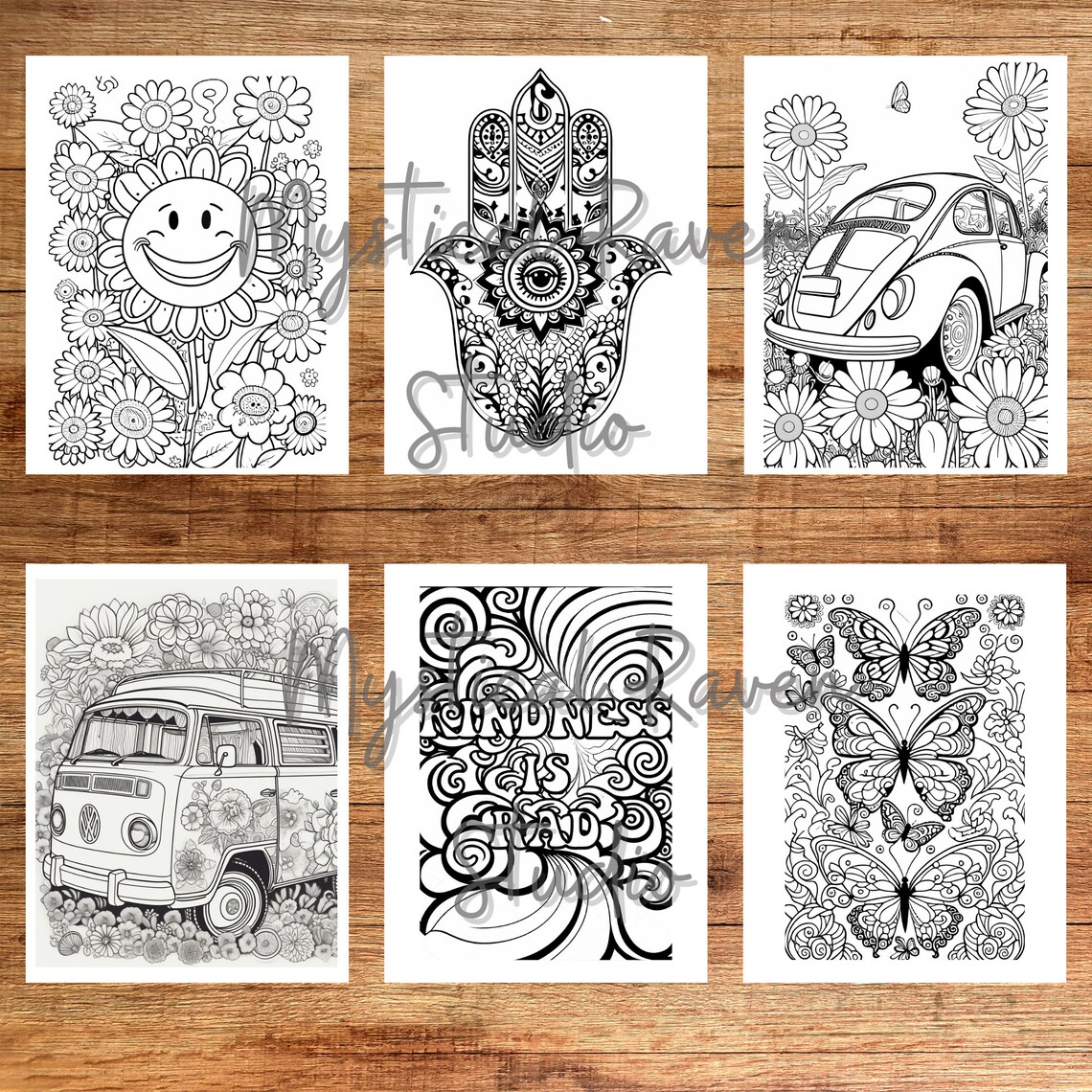 50 Groovy 70s Retro Coloring Sheets-unique Illustrations - Adults+kids ...
