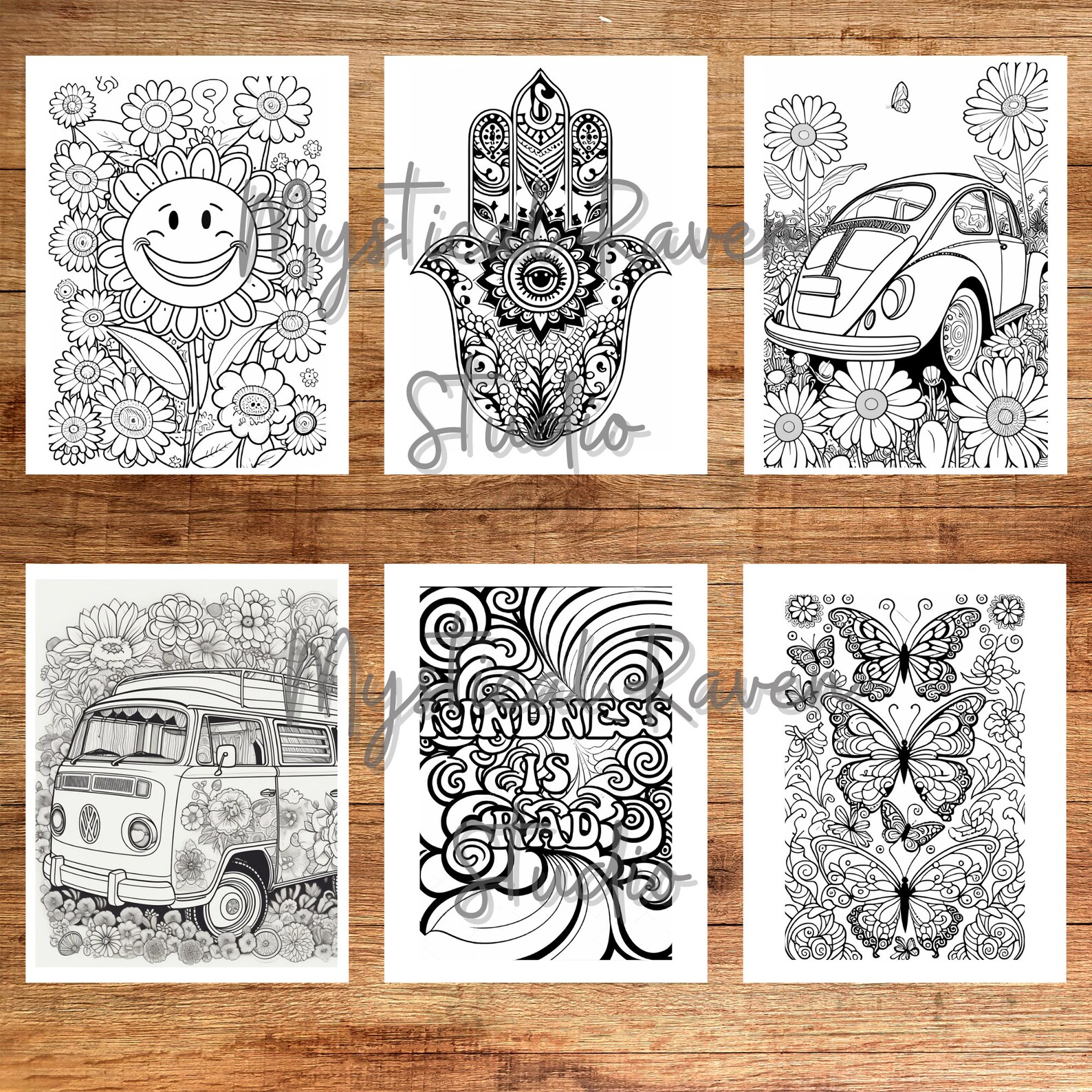 50 Groovy 70s Retro Coloring Sheets-unique Illustrations - Adults+kids ...