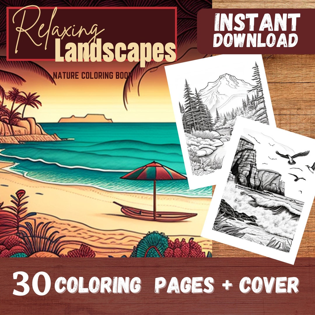 30 Relaxing Landscape Coloring Pages, Adults + Kids - Download ...