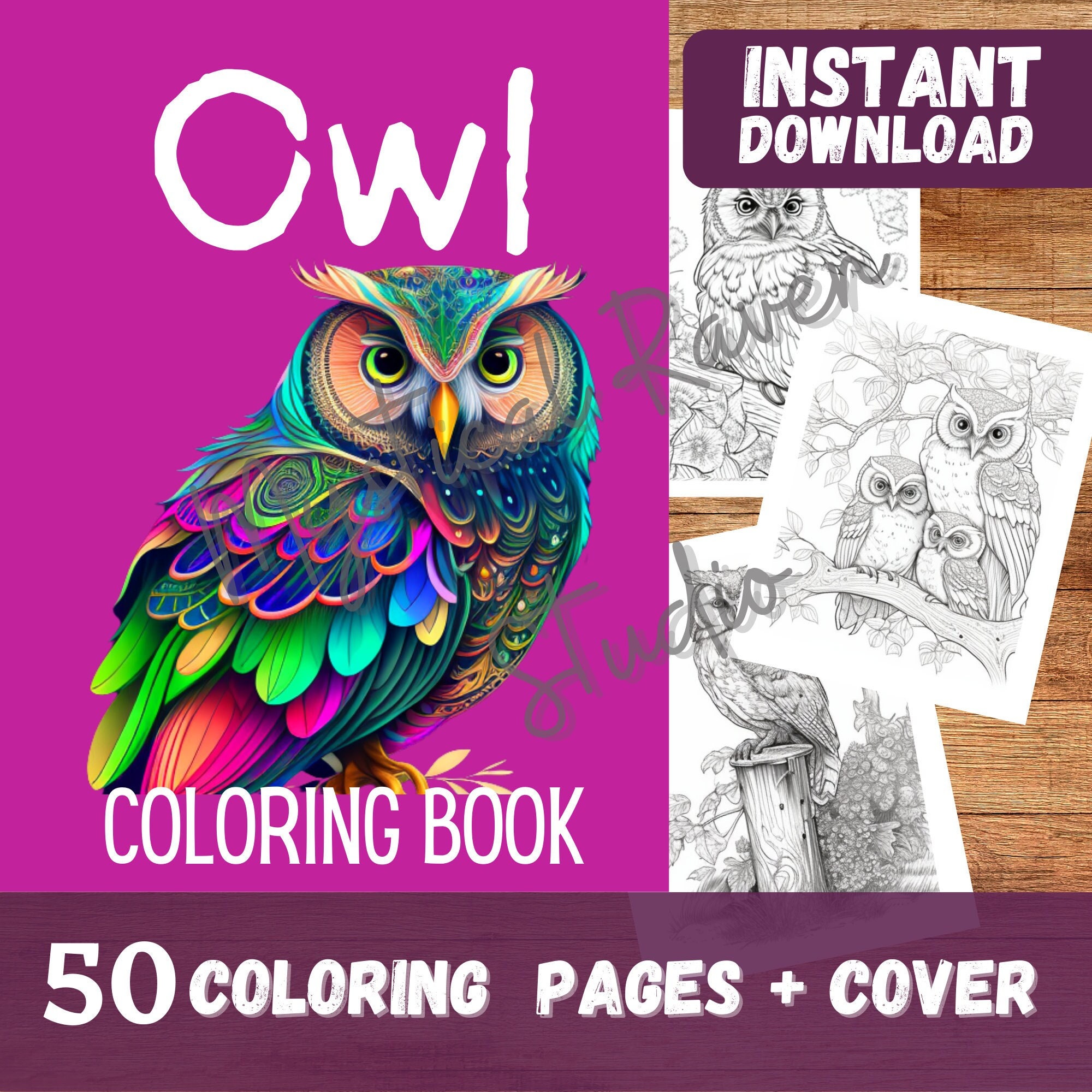 50 Unique Owl Coloring Pages Adults Kids Download - Etsy